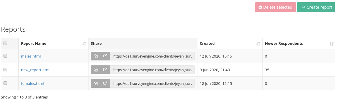 The Reports Screen – SurveyEngine GmbH